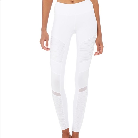 ALO Yoga | Pants & Jumpsuits | Alo Moto Leggings In White | Poshmark